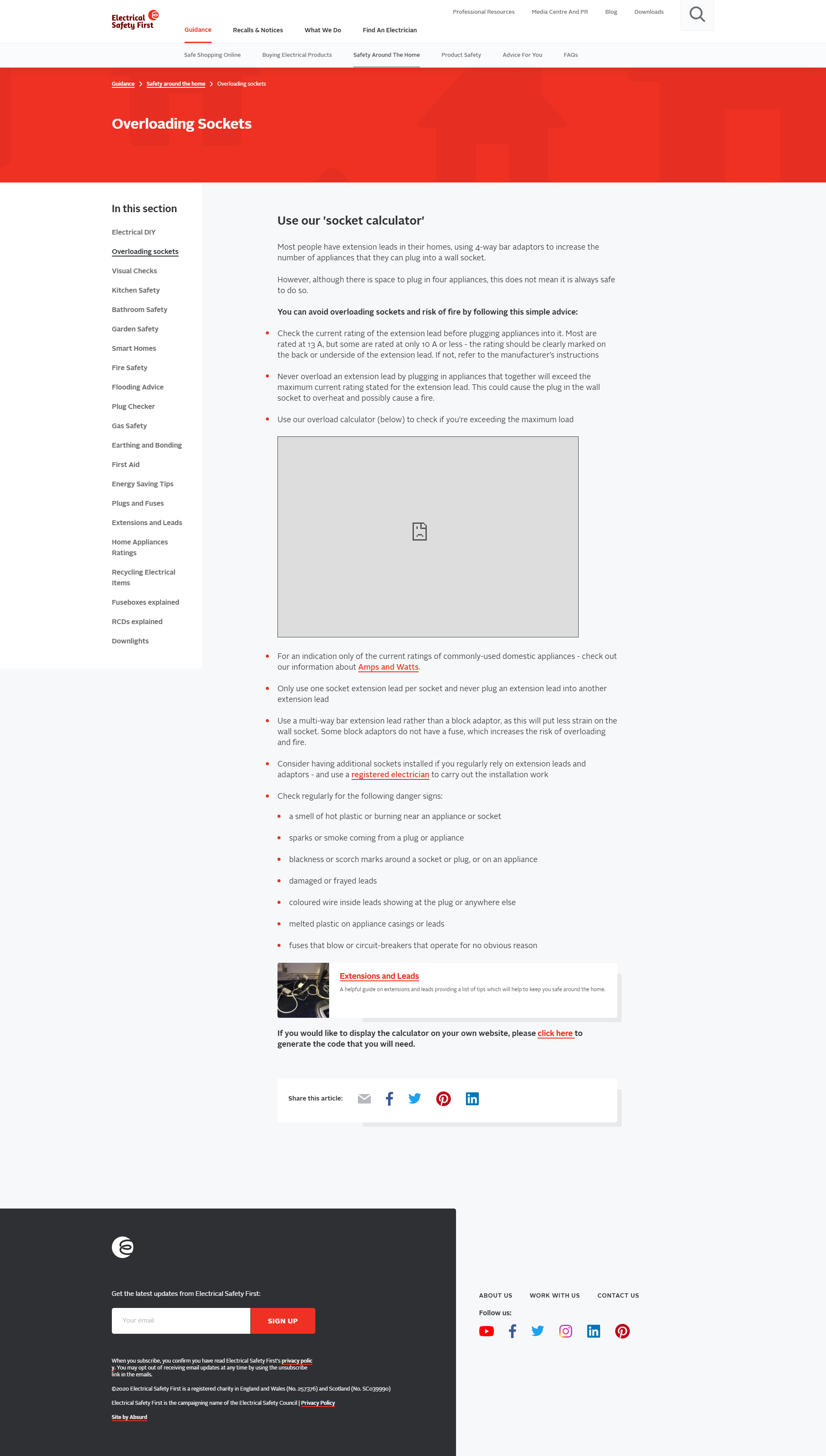 Electrical Safety First Socket Overload Calculator Not Secure | My ...